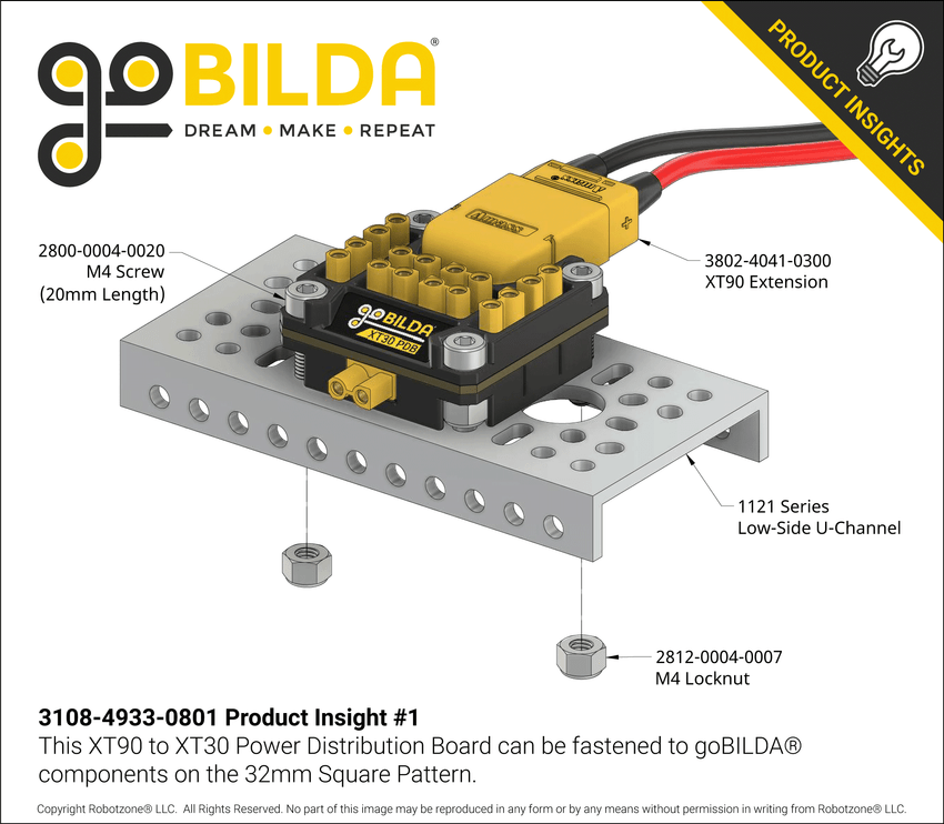 Xt30 Power Distribution Board Xt90 Input 8 X Xt30 Outputs Gobilda®